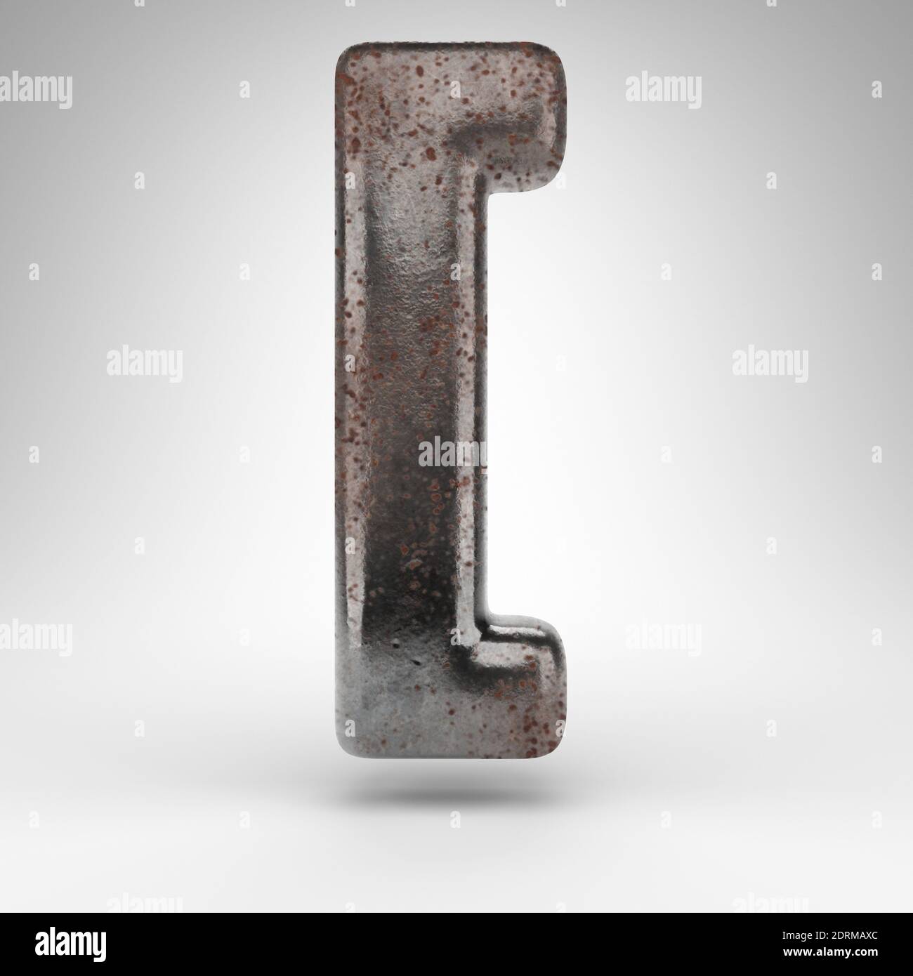 Left square bracket symbol on white background. Rusty metal 3D rendered ...
