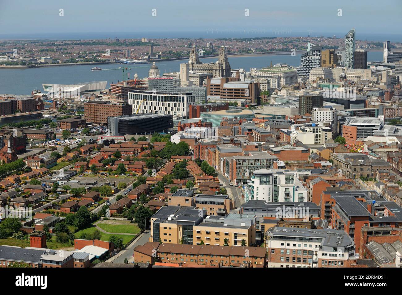 Liverpool city centre viewed from Anglican Cathedral Tower Stock Photo ...