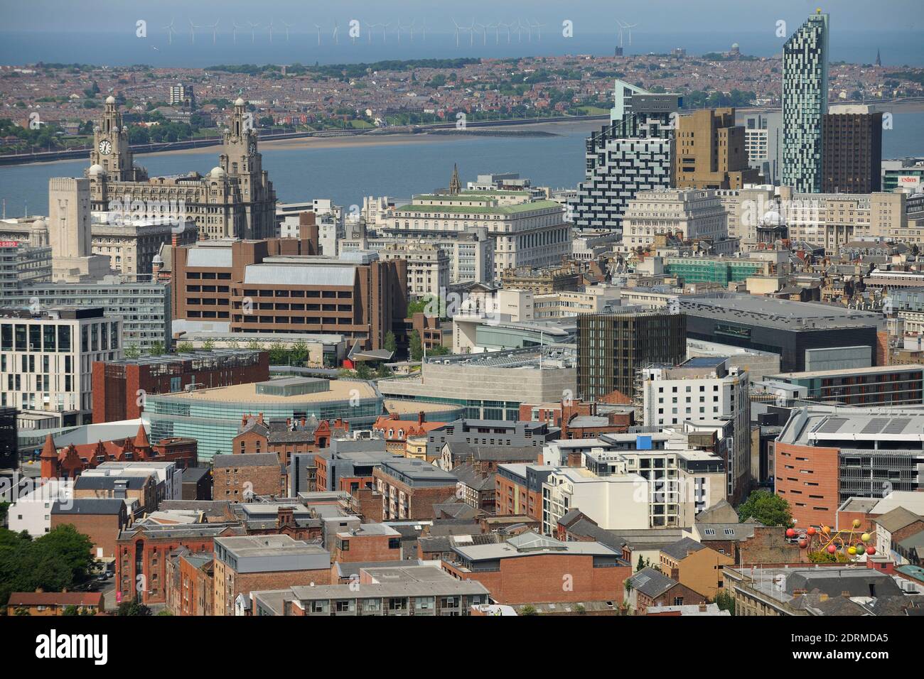 Liverpool city centre viewed from Anglican Cathedral Tower Stock Photo ...