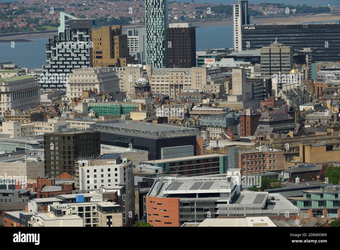 Liverpool city centre viewed from Anglican Cathedral Tower Stock Photo ...