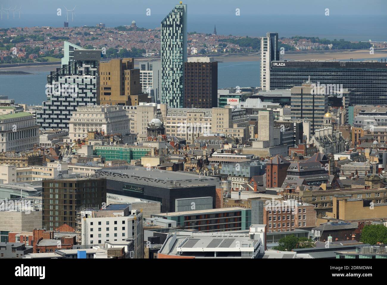 Liverpool city centre viewed from Anglican Cathedral Tower Stock Photo ...