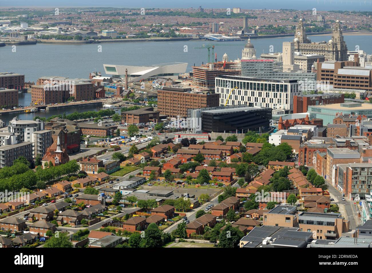 Liverpool city centre viewed from Anglican Cathedral Tower Stock Photo ...