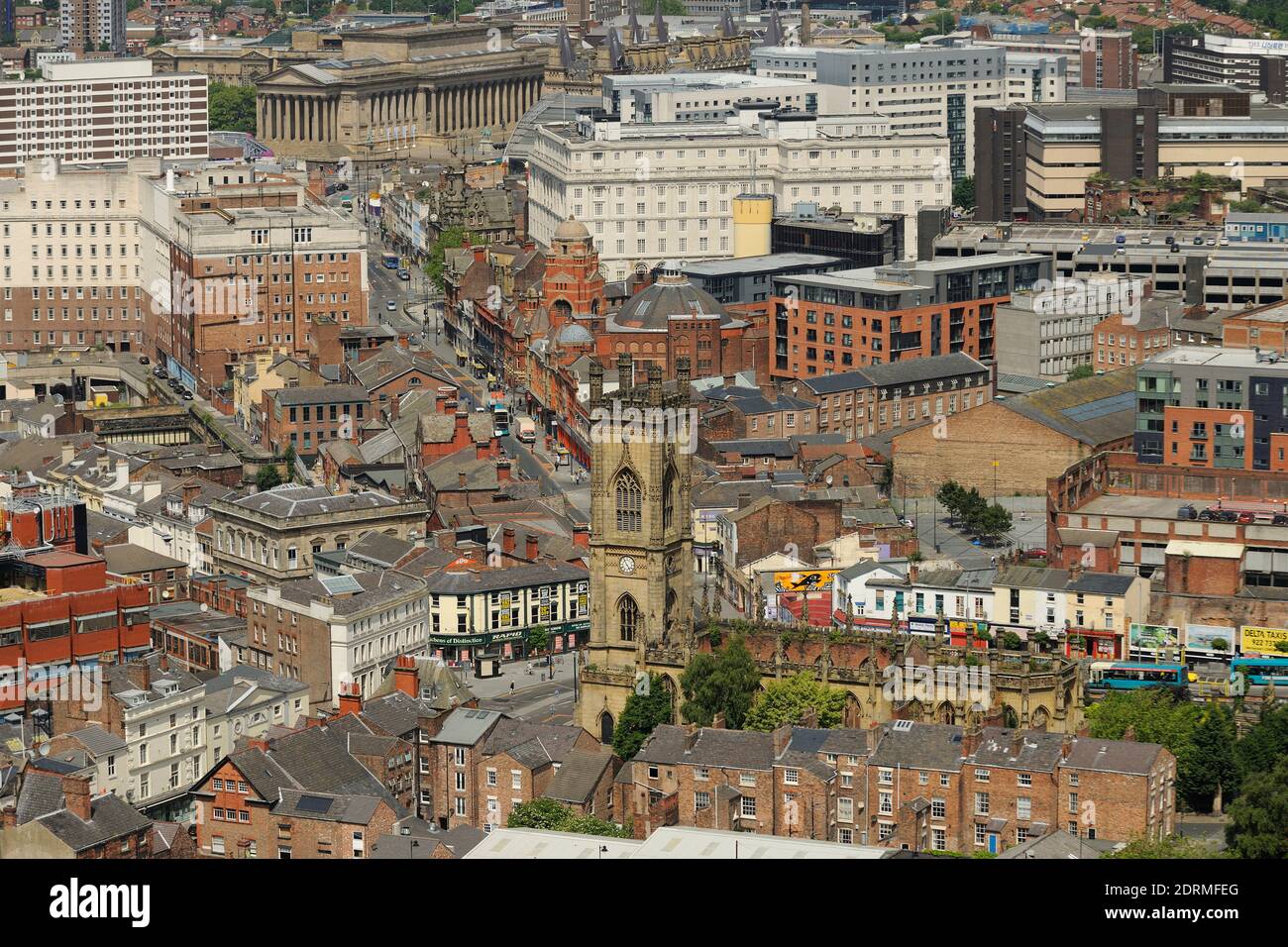 Liverpool city centre viewed from Anglican Cathedral Tower Stock Photo ...