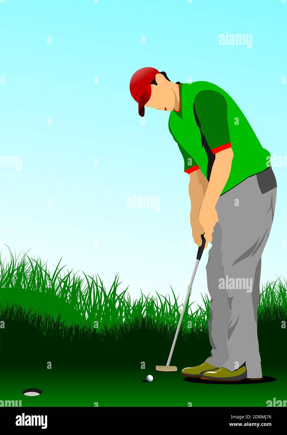 Golf player poster. Vector illustration Stock Vector Image & Art - Alamy