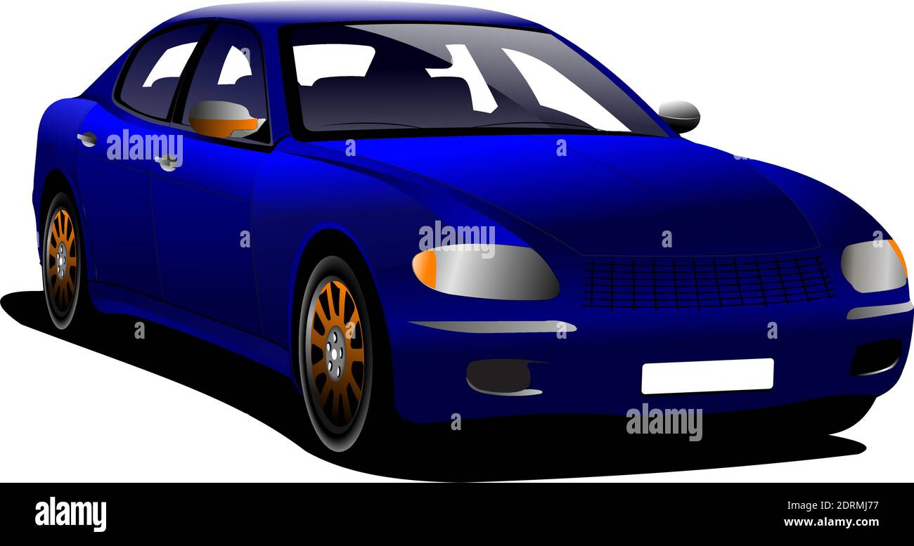 Blue car sedan on the road. Colored Vector illustration Stock Vector ...