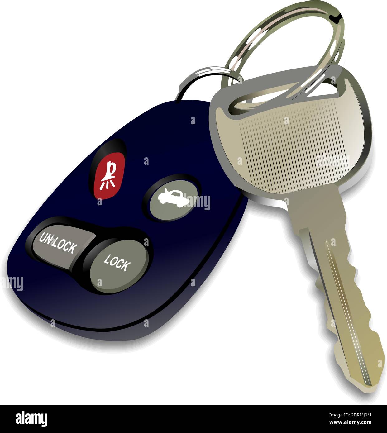 Car key with remote control isolated over white background. Vector ...
