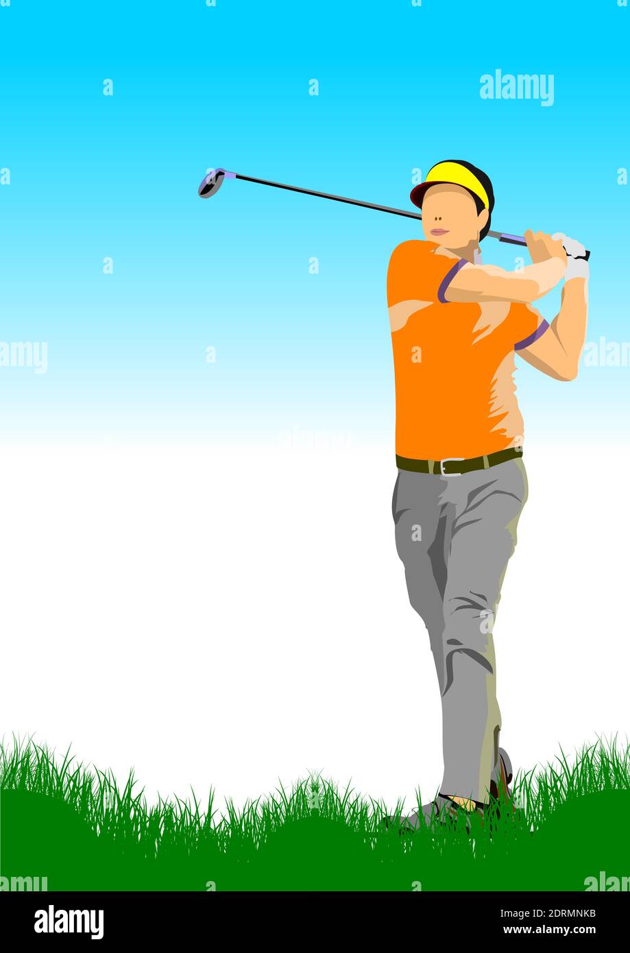 Golf player poster. Vector illustration Stock Vector Image & Art - Alamy
