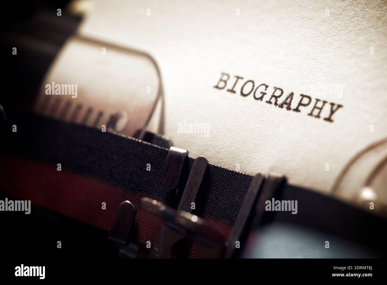 Biography word written with a typewriter Stock Photo - Alamy