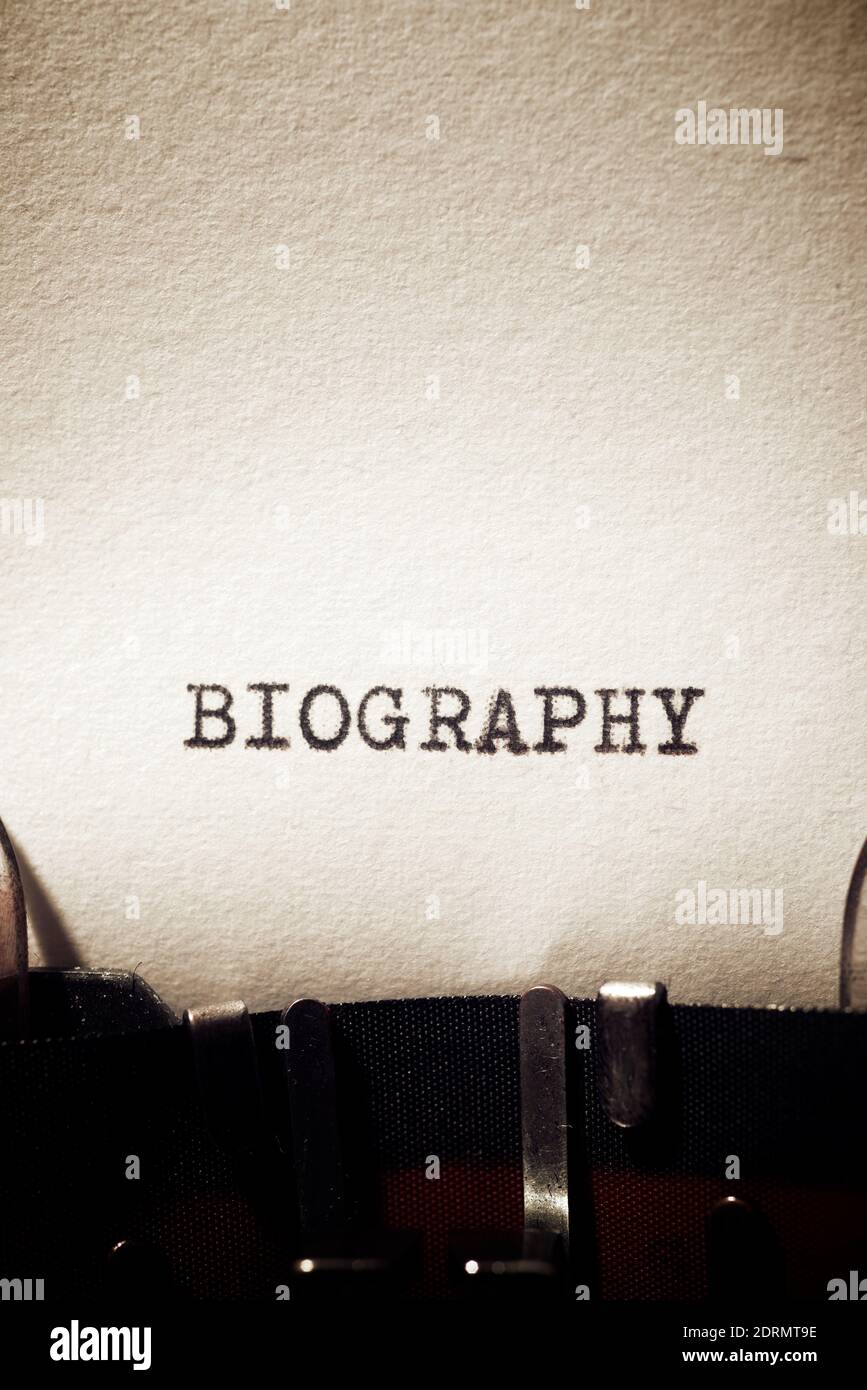 Biography word written with a typewriter Stock Photo - Alamy