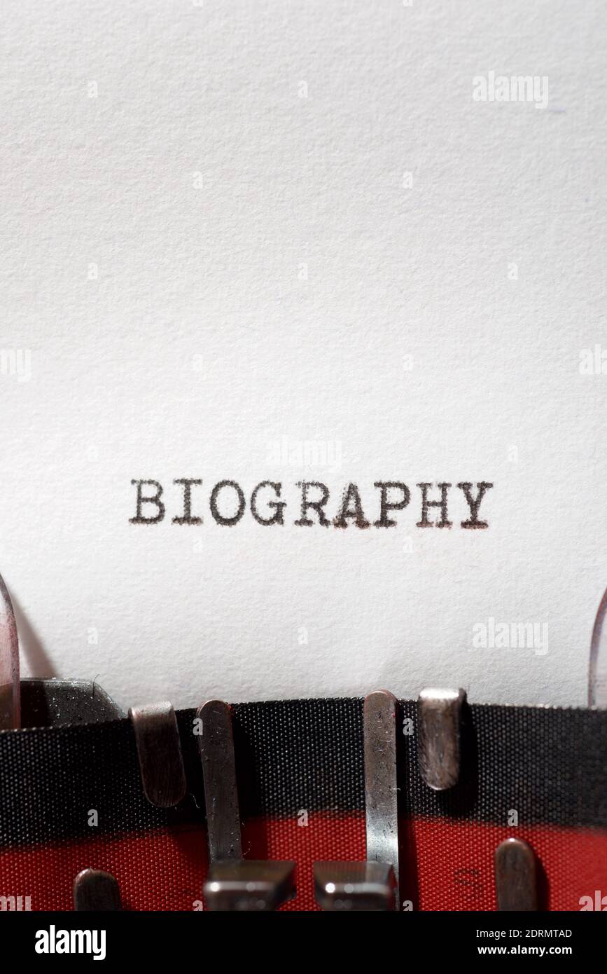 Biography word written with a typewriter Stock Photo - Alamy