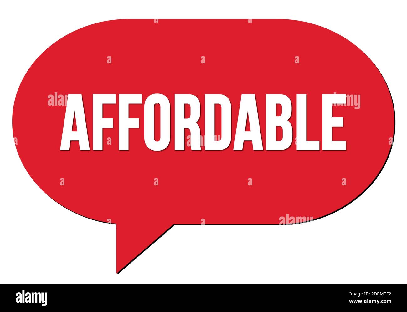 AFFORDABLE text written in a red speech bubble stamp Stock Photo - Alamy