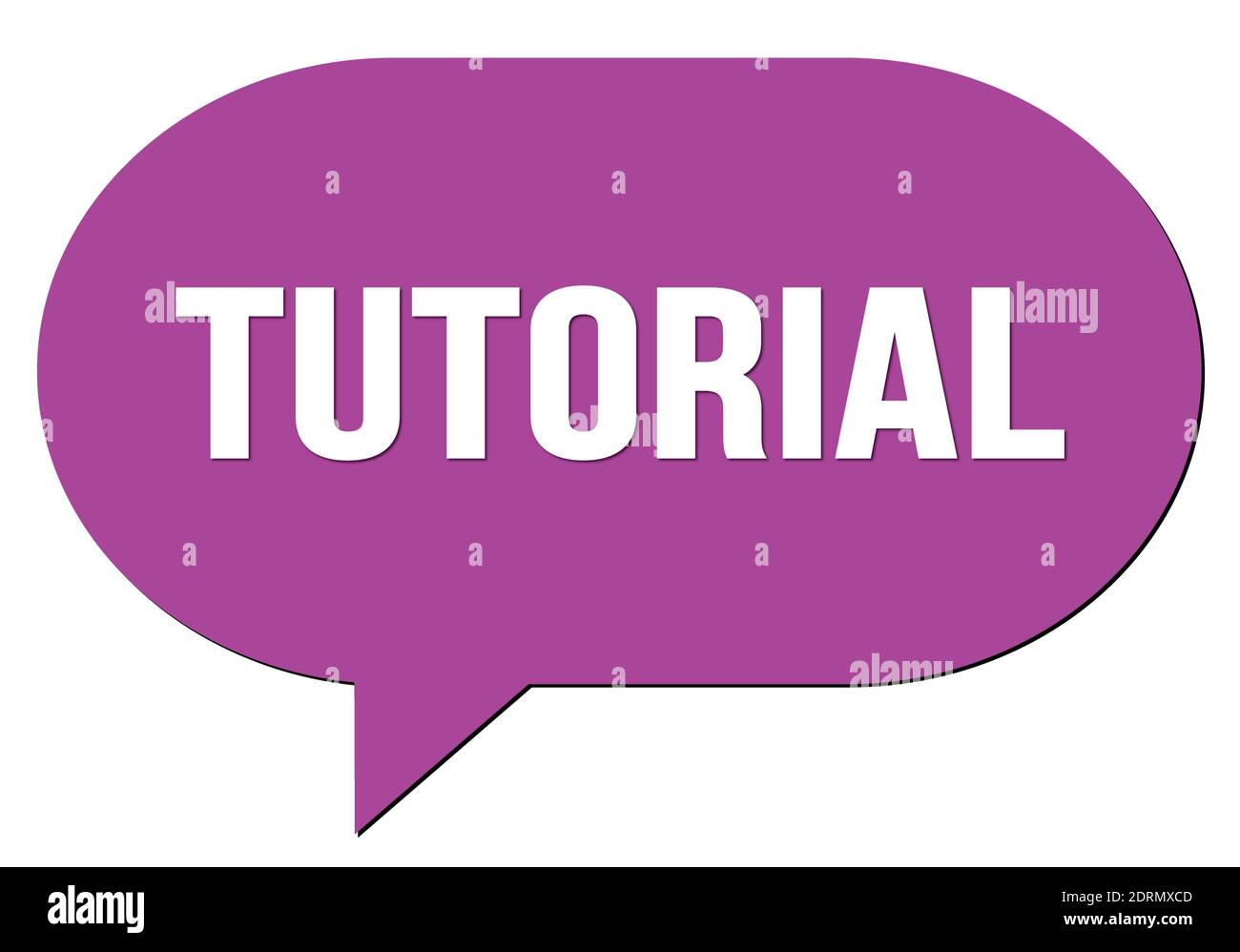 TUTORIAL text written in a violet speech bubble stamp Stock Photo - Alamy