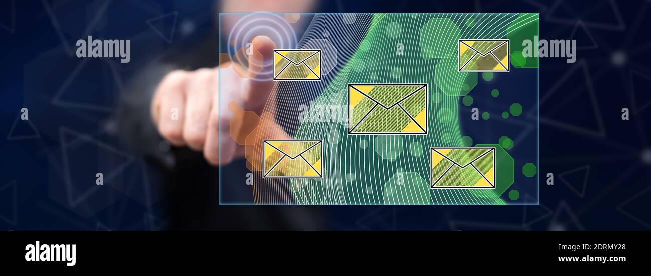 Man touching an email concept on a touch screen with his finger Stock ...