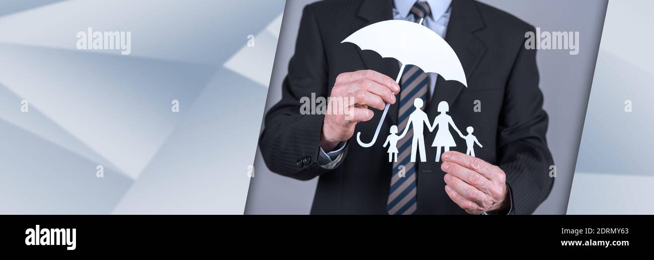 Symbol of family protection by a general agent Stock Photo - Alamy