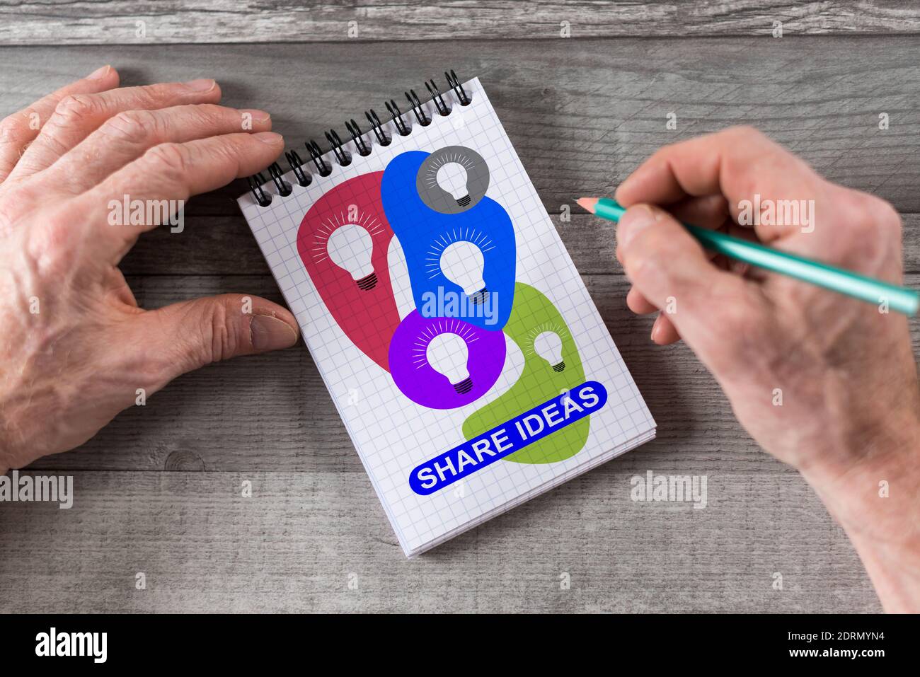 Share ideas concept drawn on a notepad Stock Photo - Alamy