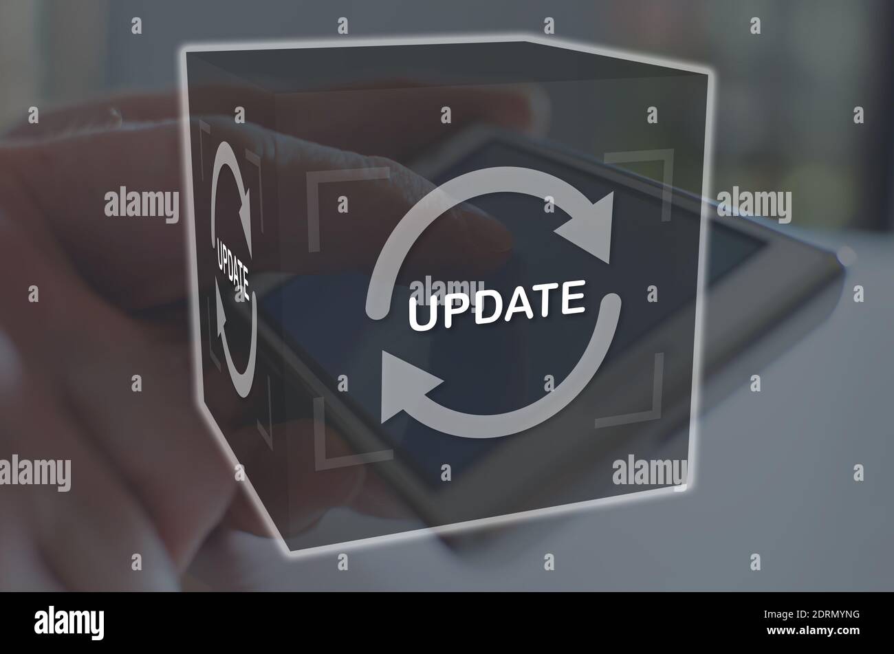 Application update concept illustrated by a picture on background Stock ...