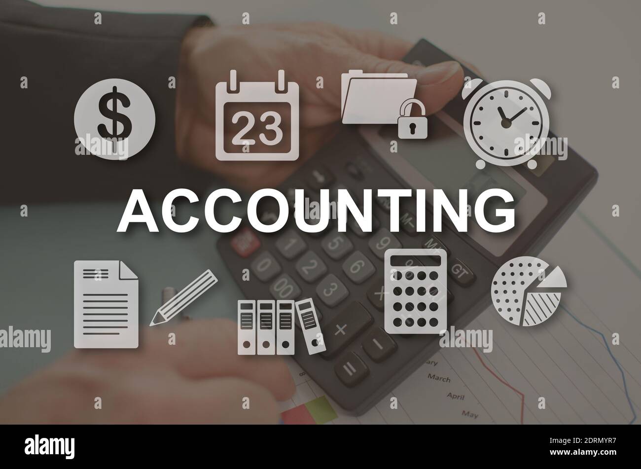 Accounting concept illustrated by a picture on background Stock Photo ...