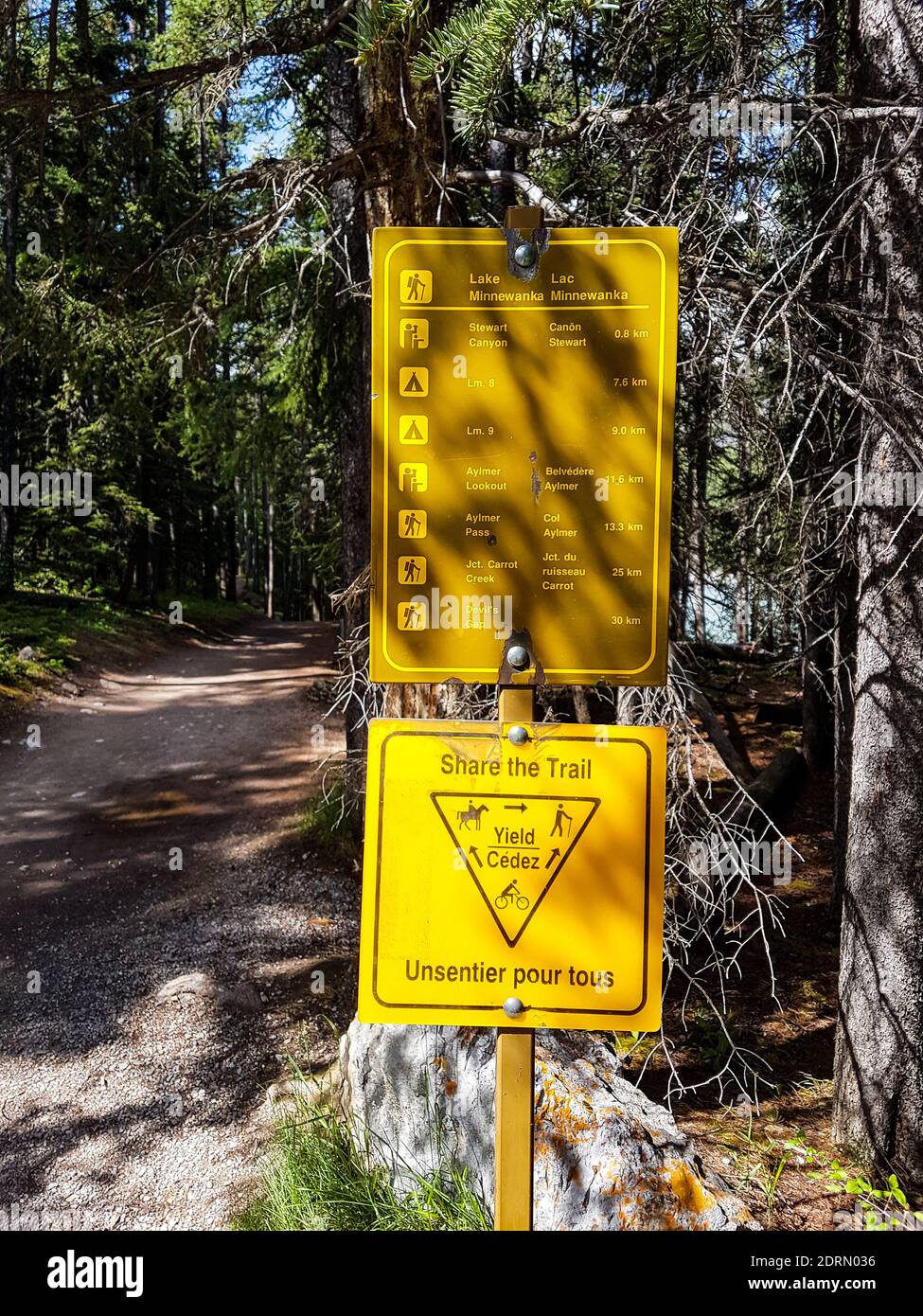 Hiking trail signs in Canada. Nobody Stock Photo - Alamy