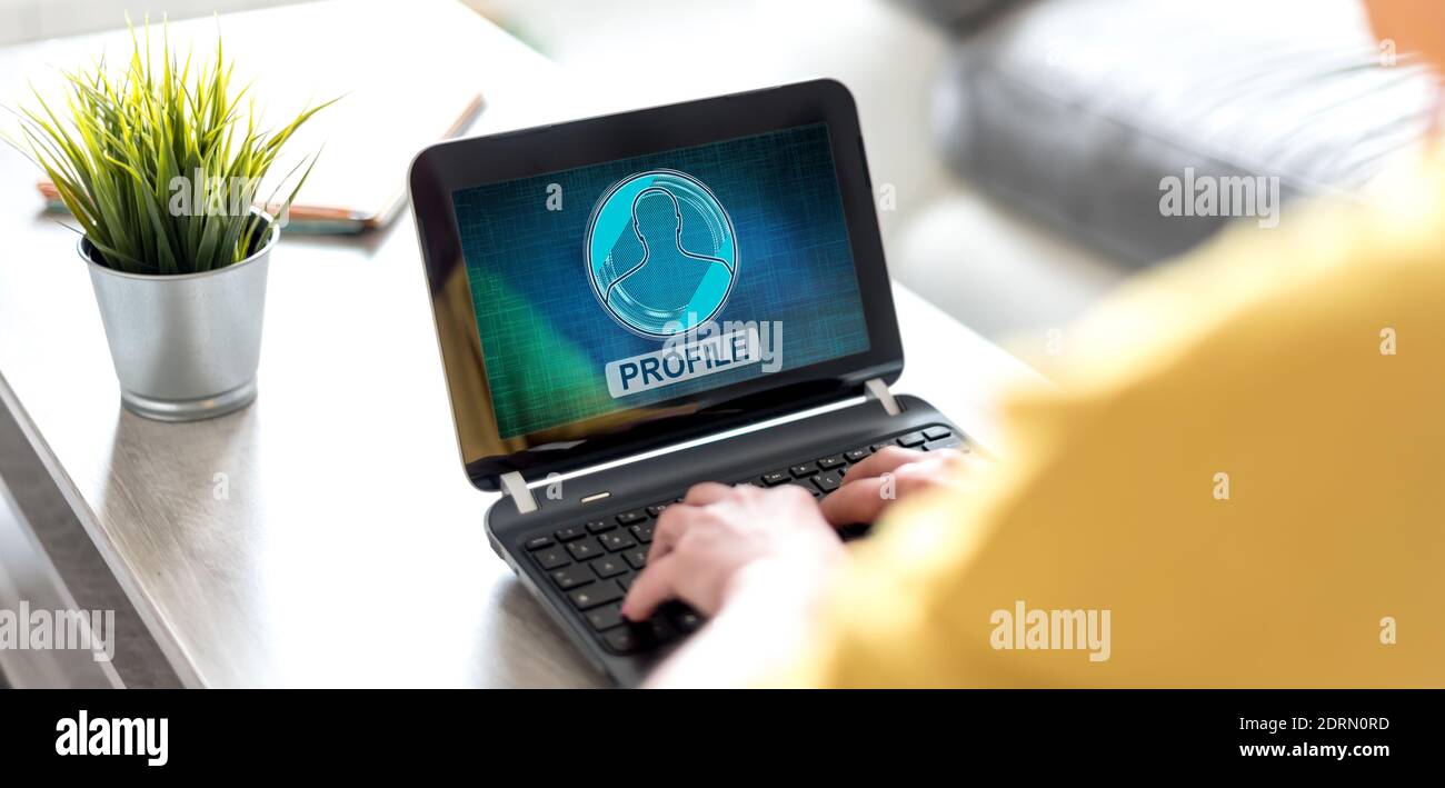 Laptop screen displaying a profile concept Stock Photo - Alamy