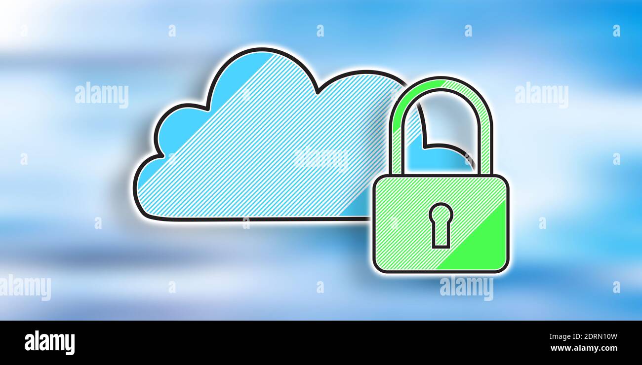 Illustration of a cloud security concept Stock Photo - Alamy