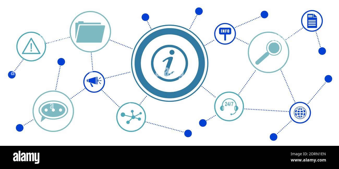 Concept of information with connected icons Stock Photo - Alamy