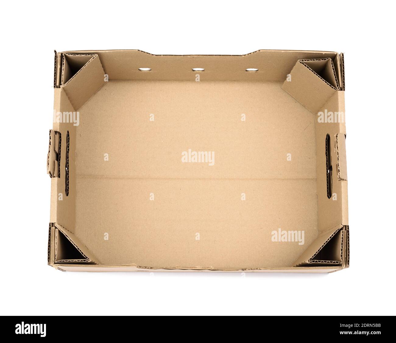 rectangular empty cardboard box of brown paper on a white background ...