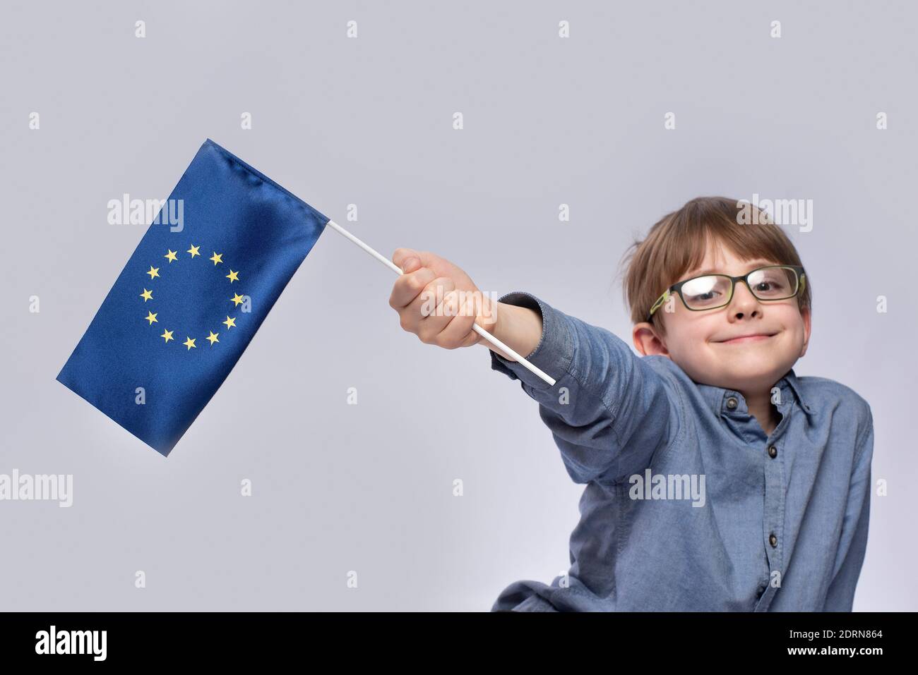 Boy holding eu flag hi-res stock photography and images - Alamy