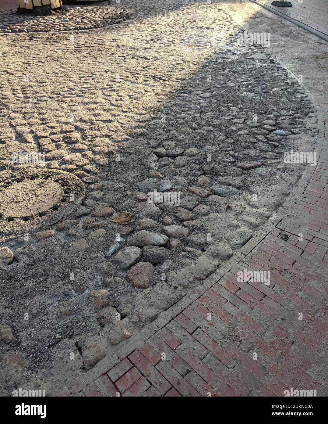 A vertical shot of a cobblestone road in Emden, Germany at daytime ...