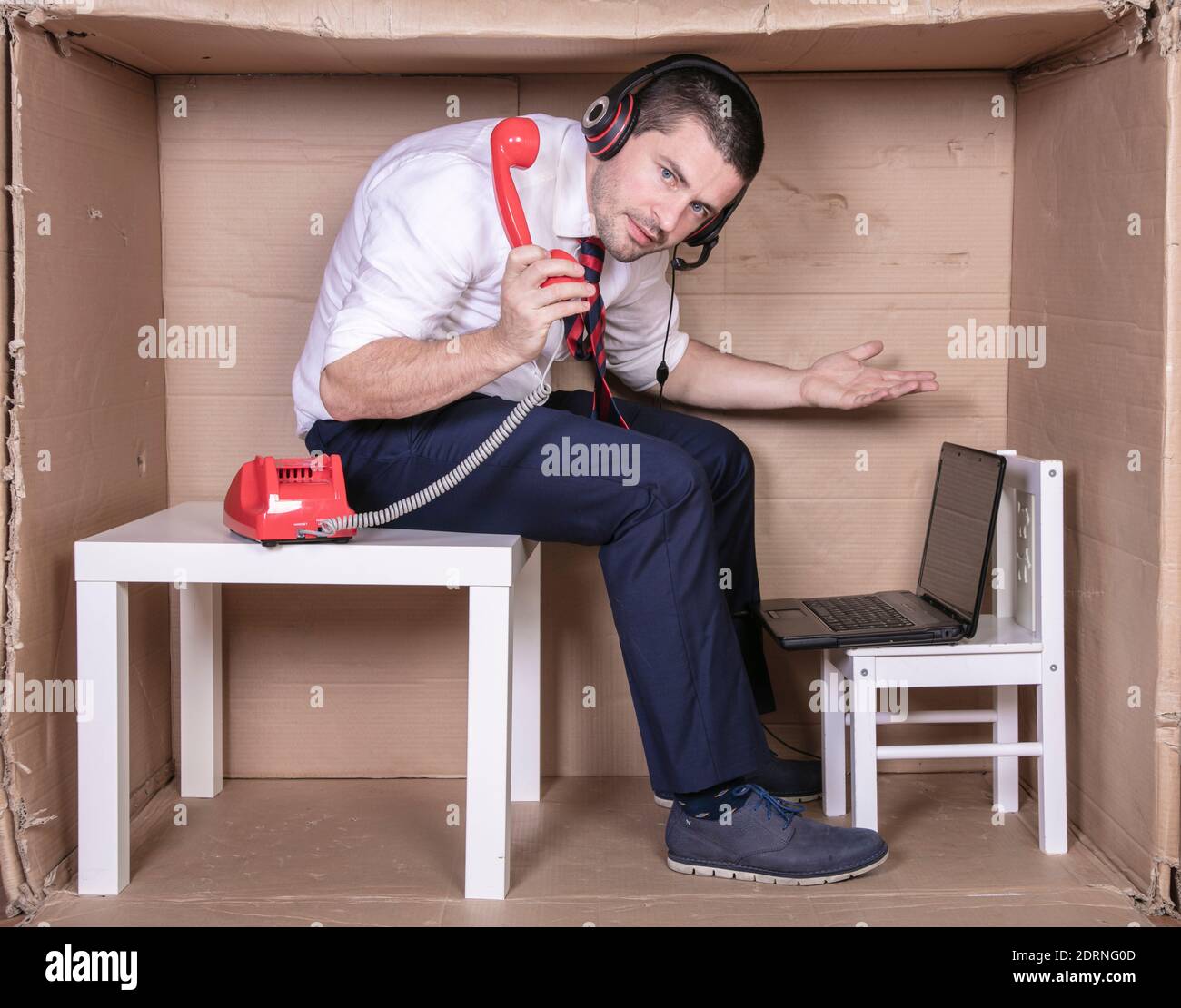 surprise while working, strange position in a small office Stock Photo ...