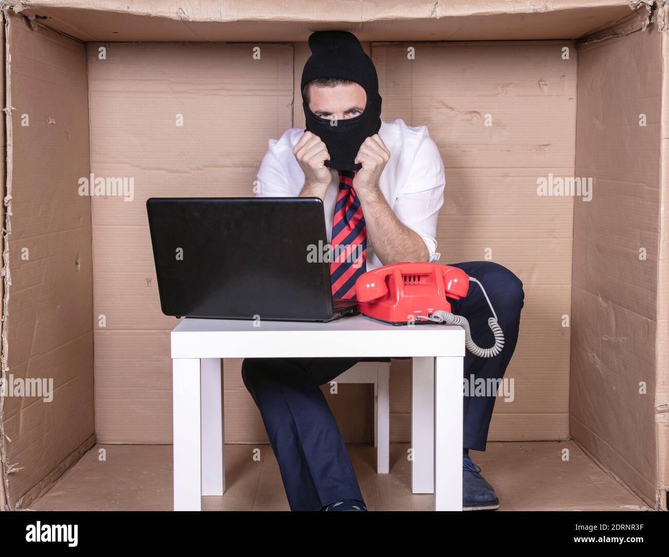 person fighting cybercrime wears a balaclava to be recognizable Stock ...