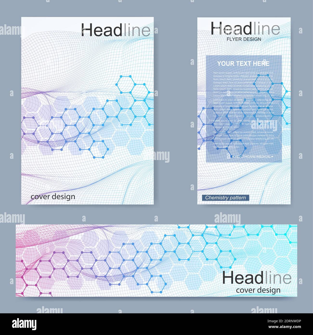 Set flyer, brochure size A4 template,banner. Molecular structure with ...