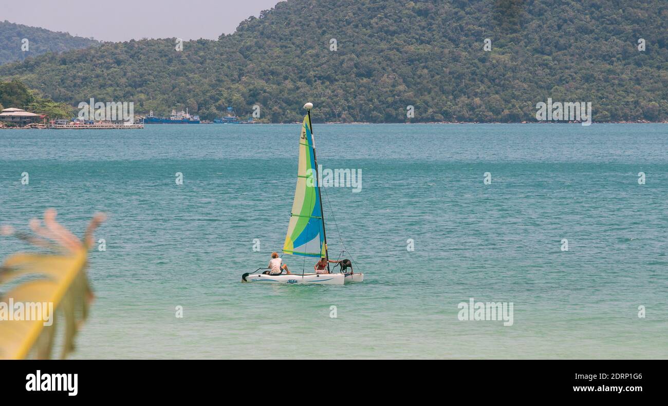A catamaran sailing boat at Koh Rong Samloem, Cambodia Stock Photo - Alamy