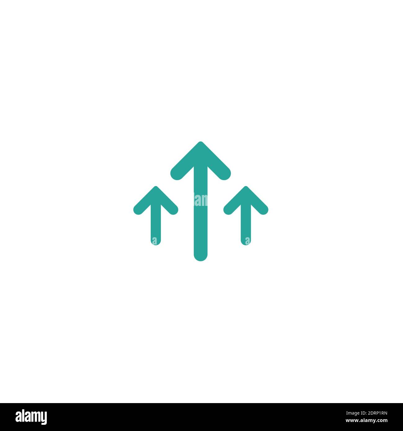 three blue arrows up icon. Isolated on white. Upload icon. Upgrade sign ...