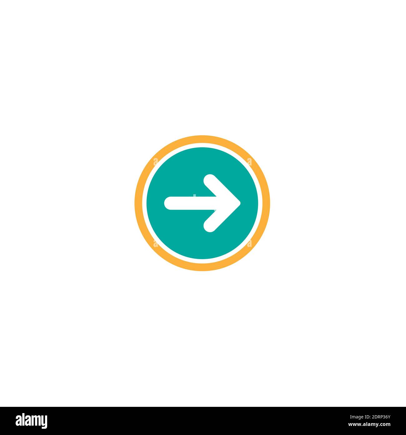 white right thin arrow in blue circle icon. Isolated on white. Continue ...