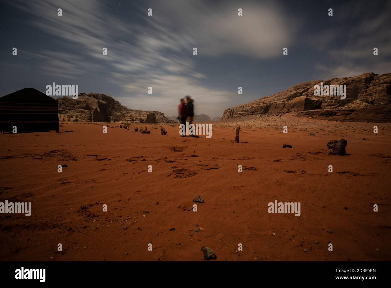 A couple of turist in the sunset of wadi Rum Desert, a few week before ...