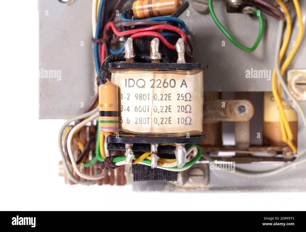 The inside of a very old telephone (1930's), selective focussed Stock ...