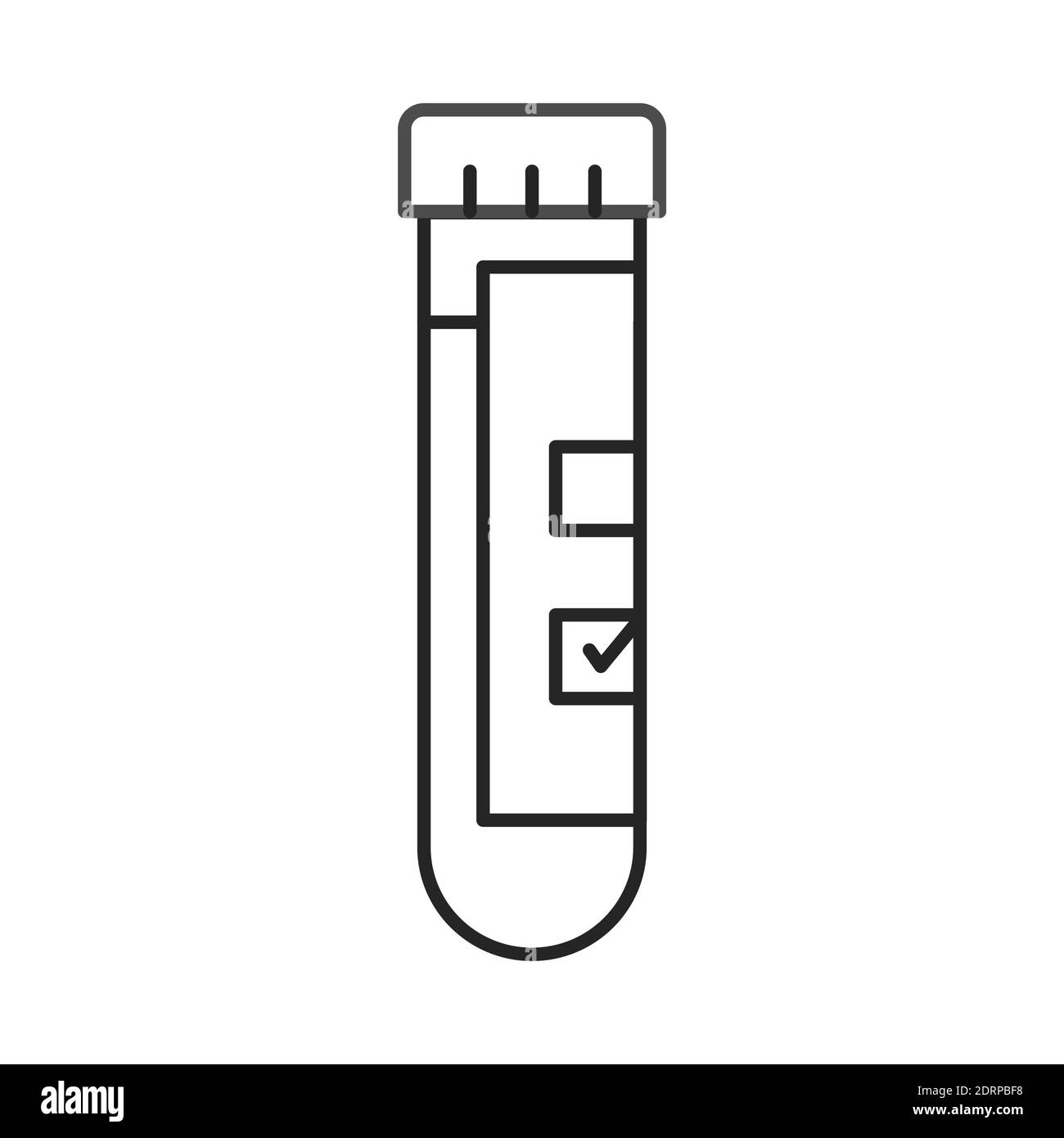 Laboratory tube with blood test color line icon. Check on disease ...