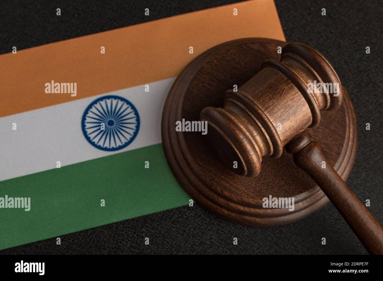 Judge Gavel and flag of India . Violation of human rights. Law and ...