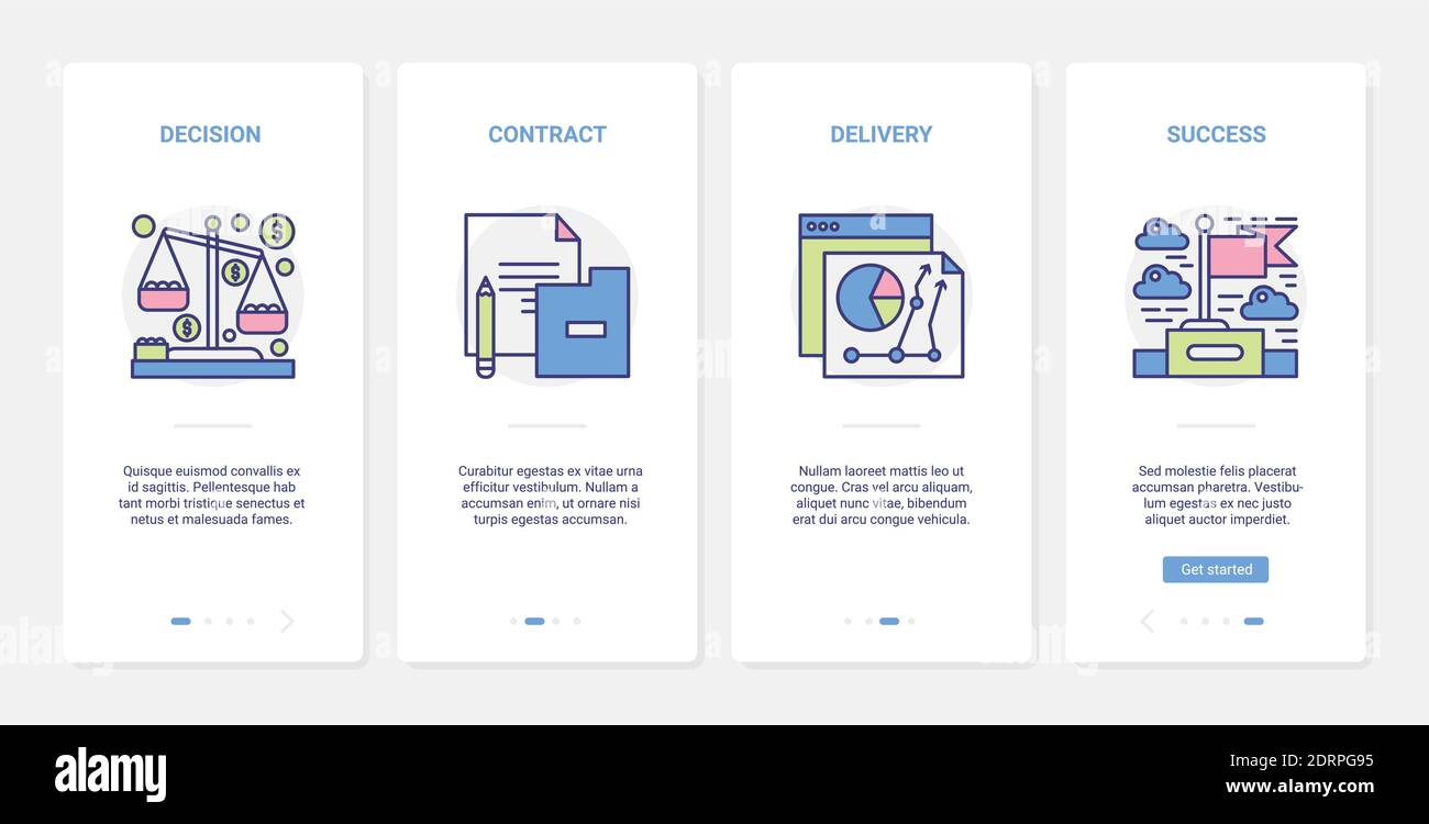 Final decision, business success contract vector illustration. UX, UI ...