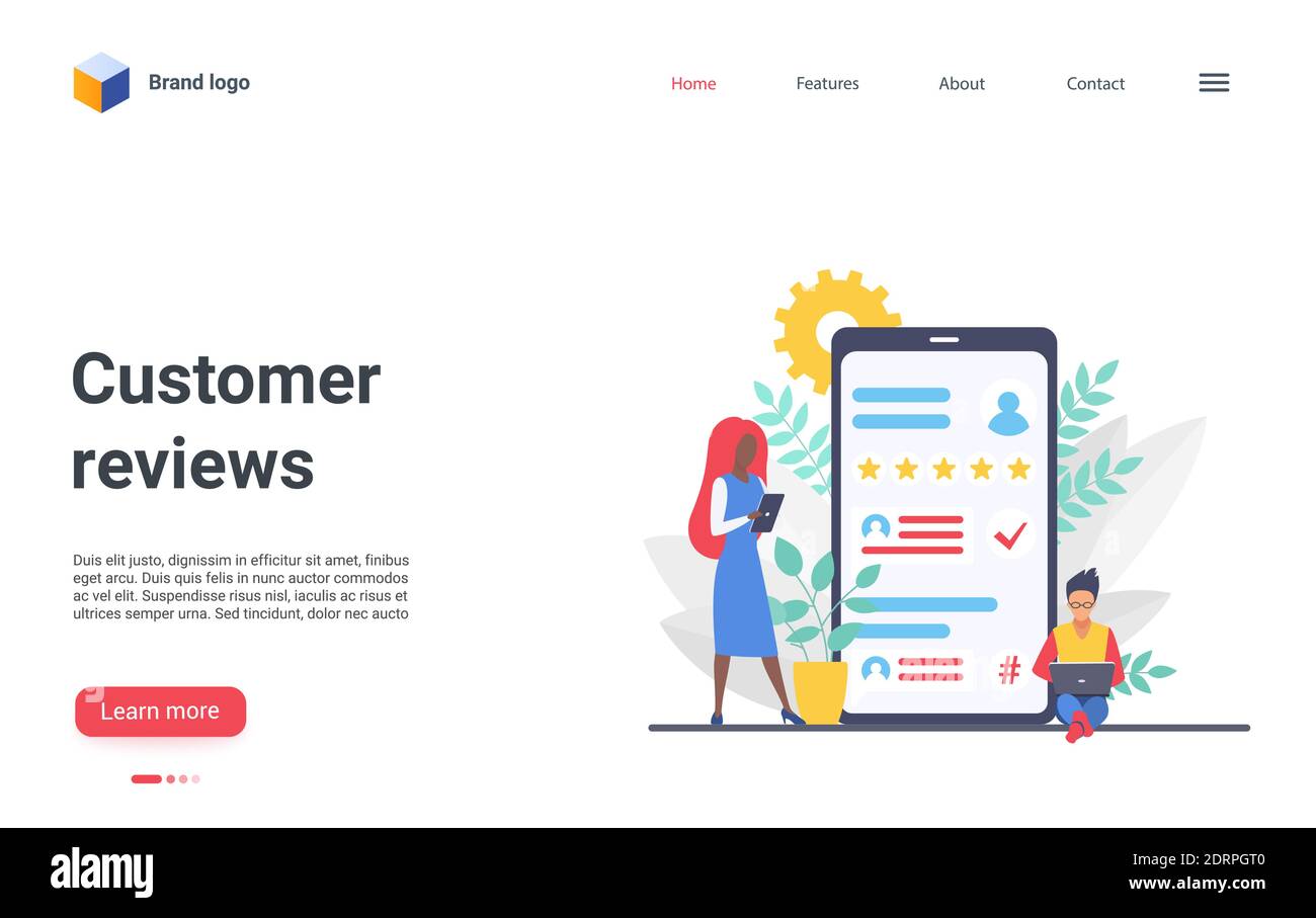 Cartoon client character leaving rating stars, online custom feedback ...