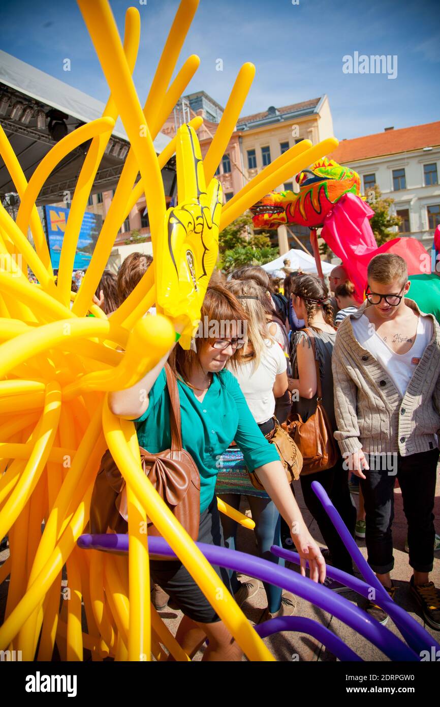 PECS, HUNGARY - SEPT 22: Participants in the Pecs City Carnival in Pecs ...