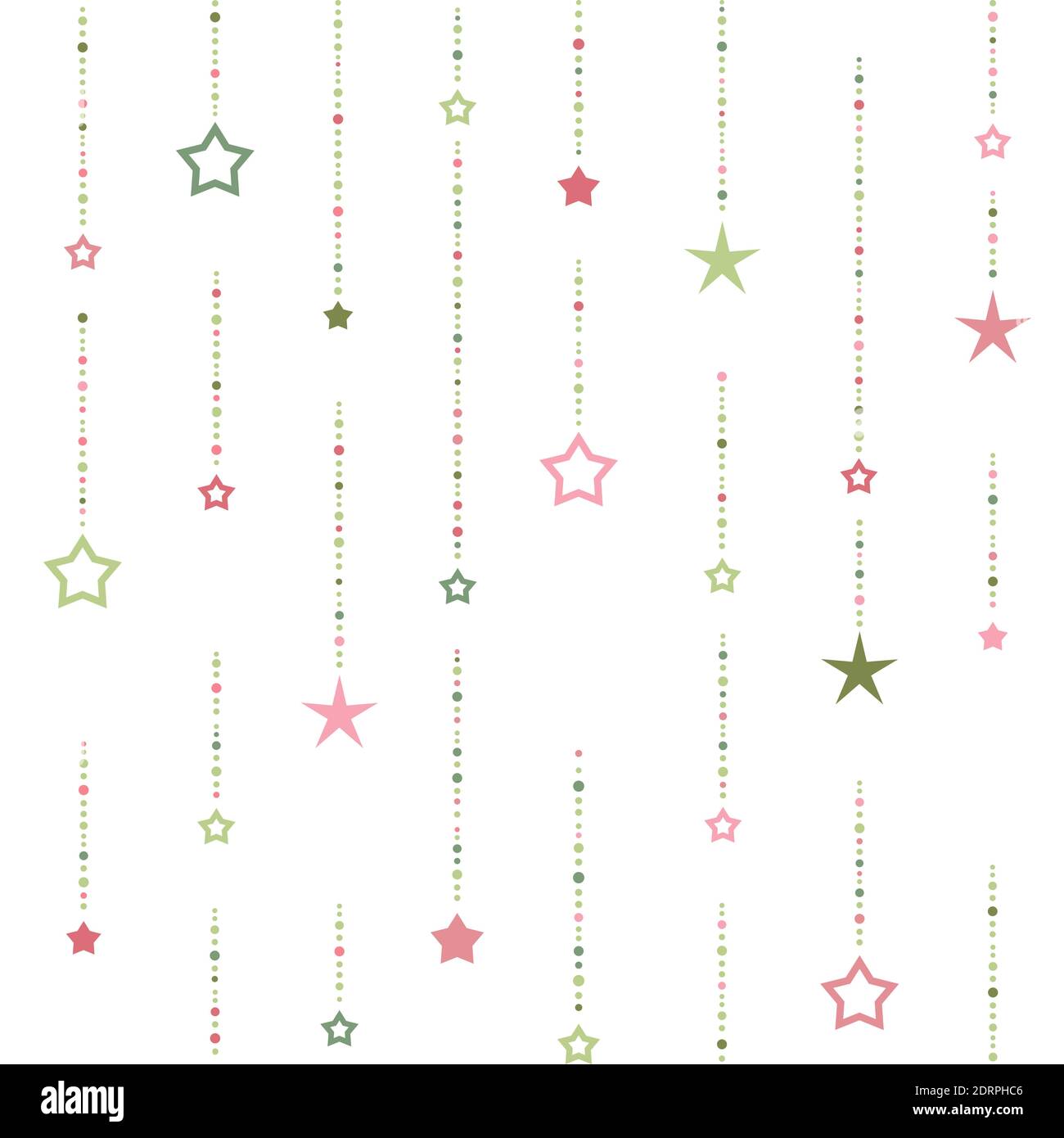 Seamless ornament with red and green dots and stars on white background ...