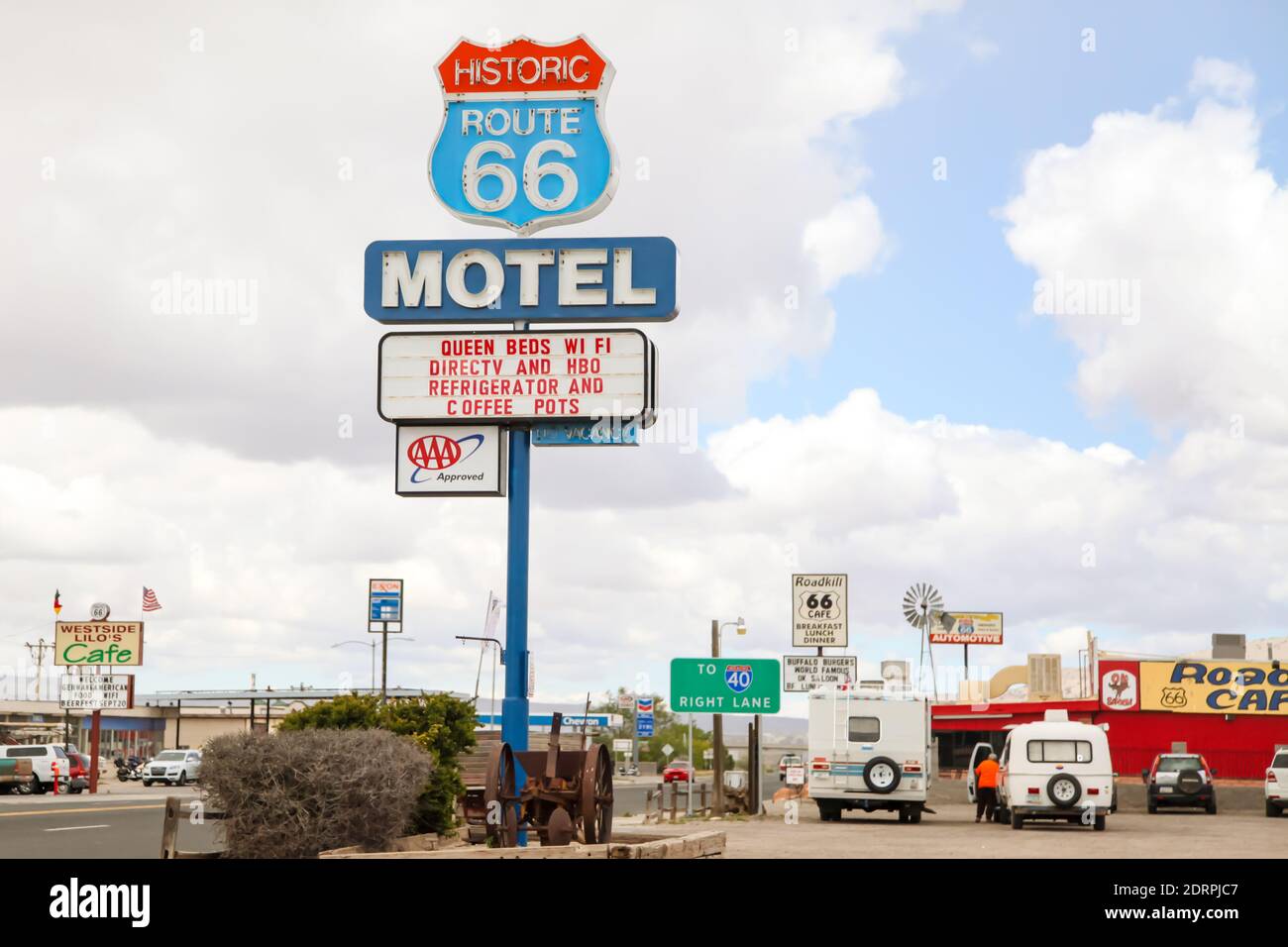 Historic Route 66 Motel sign, Seligman, Arizona, USA, Motel Route 66 ...
