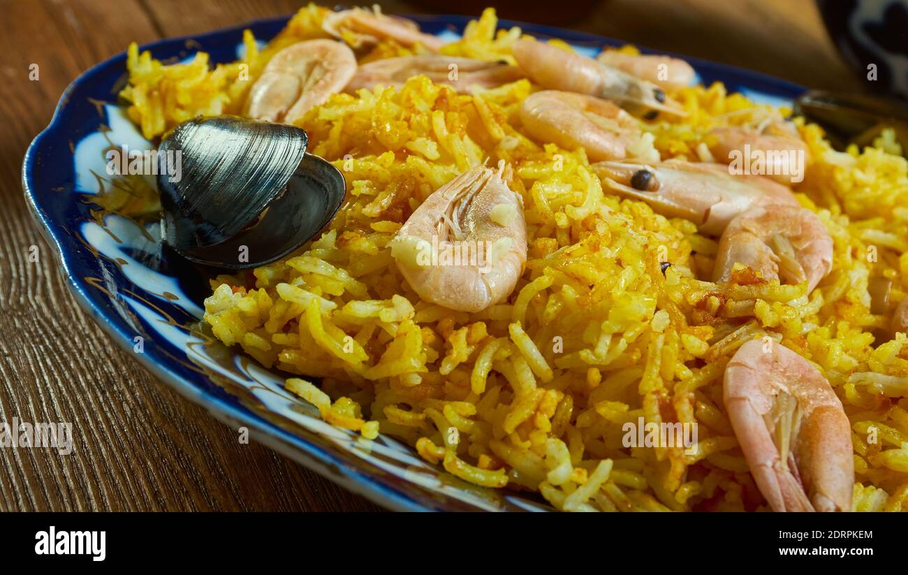 Meygoo polo - flavourful prawn rice dish from the south of Iran Stock ...