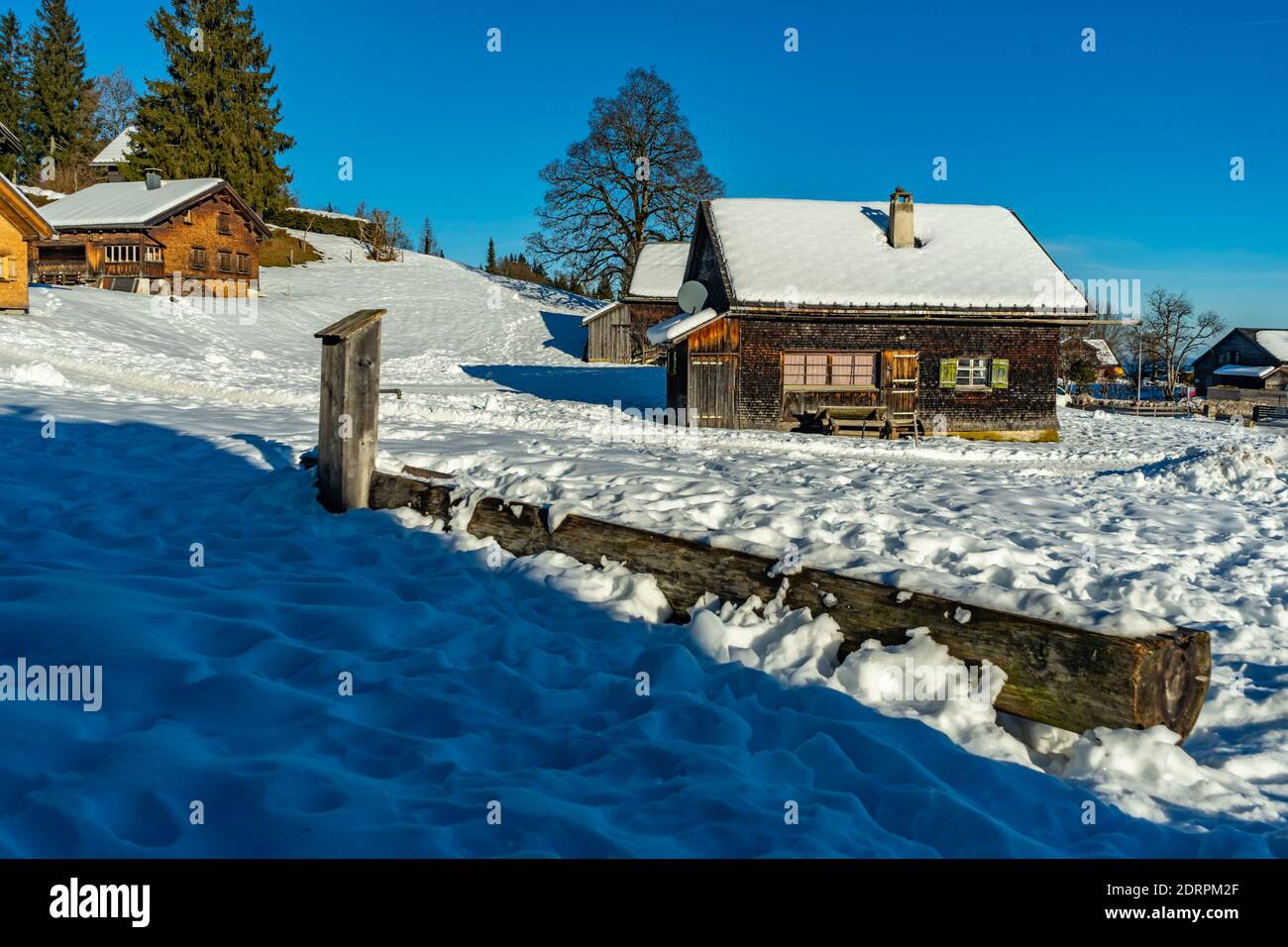 alpine hut in Austria. beautiful alp, holiday home in the first snow ...