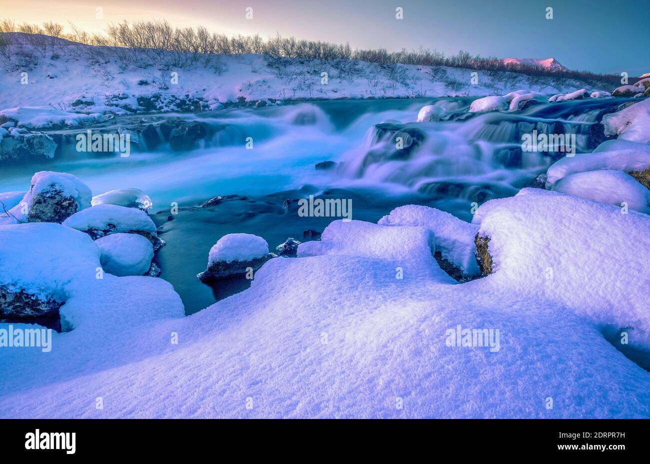 frozen waterfall in iceland Stock Photo - Alamy