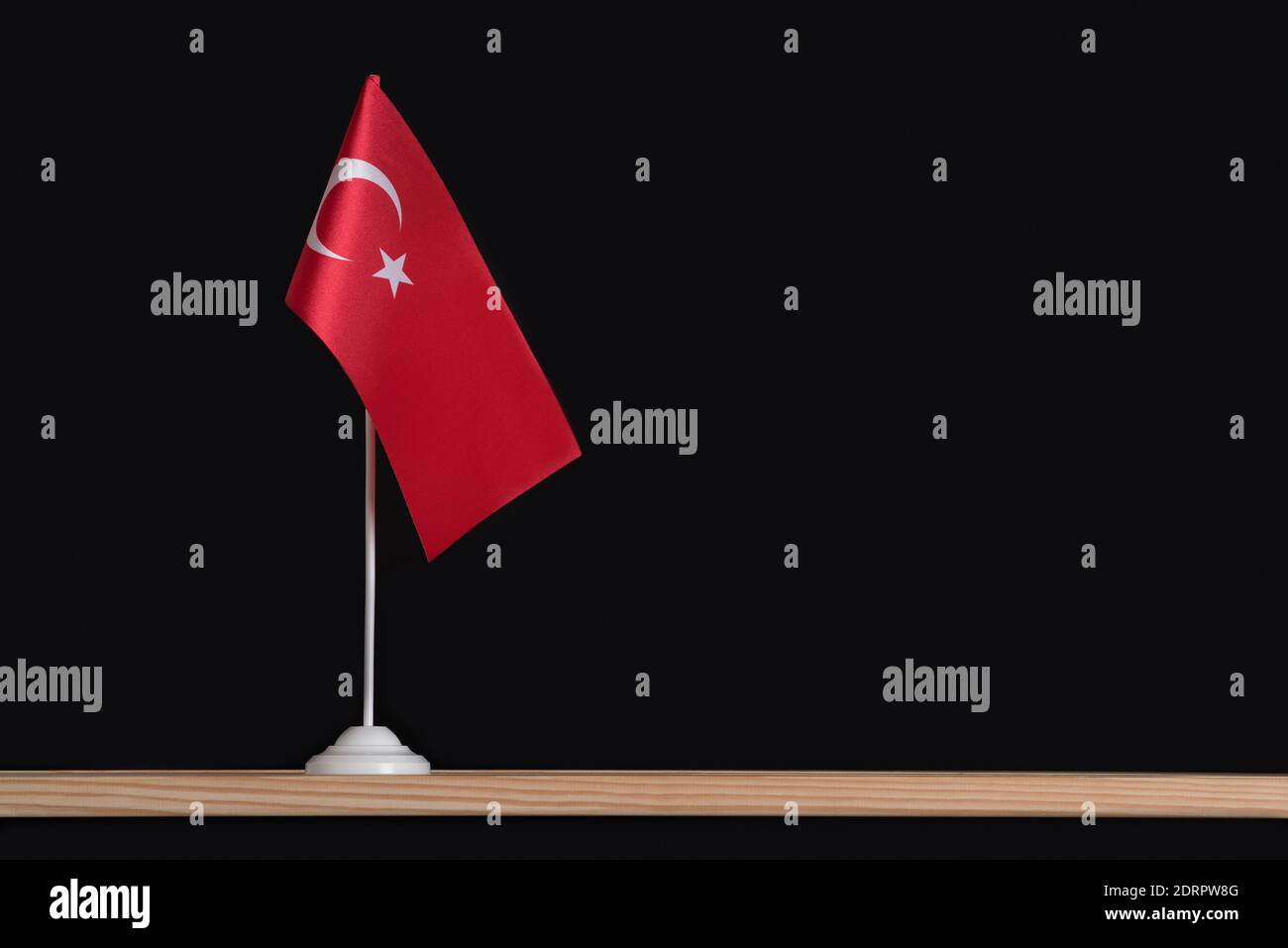 National flag of Turkey on black background. Flag with moon and star on ...