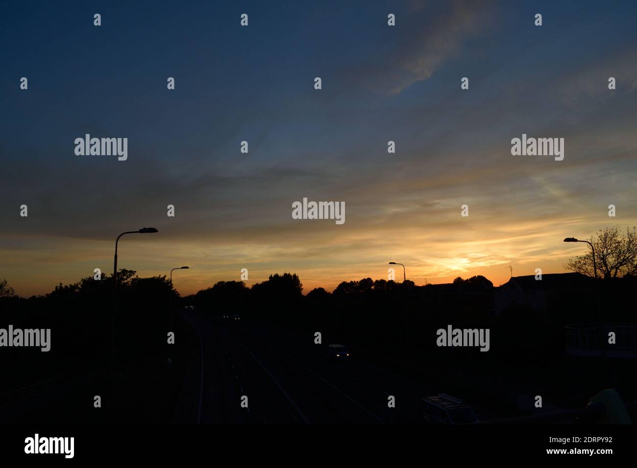 View of Sunset Sky Over a Road in England Stock Photo - Alamy