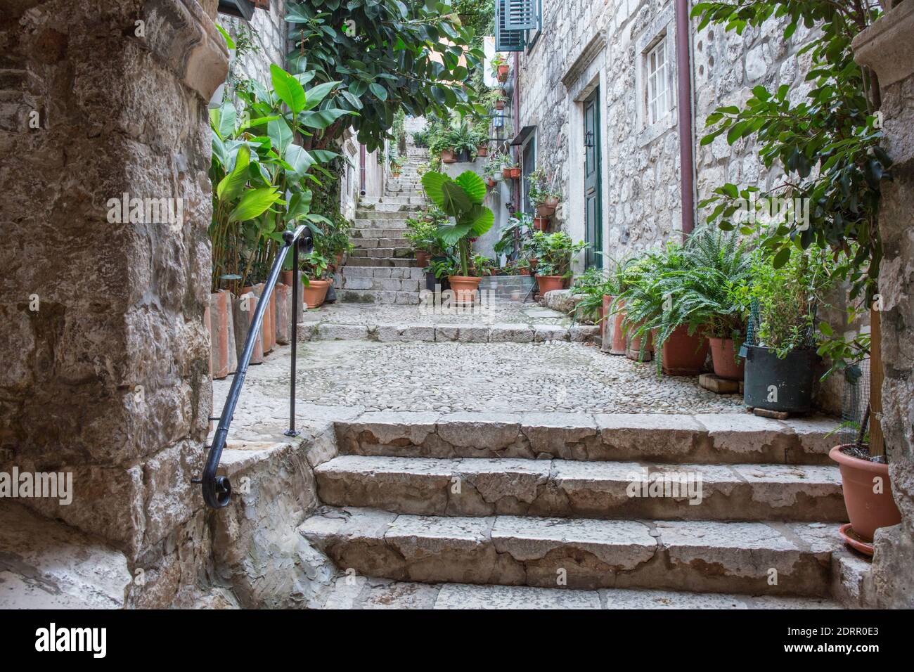Dubrovnik, Dubrovnik-Neretva, Croatia. Typical steps in the heart of ...