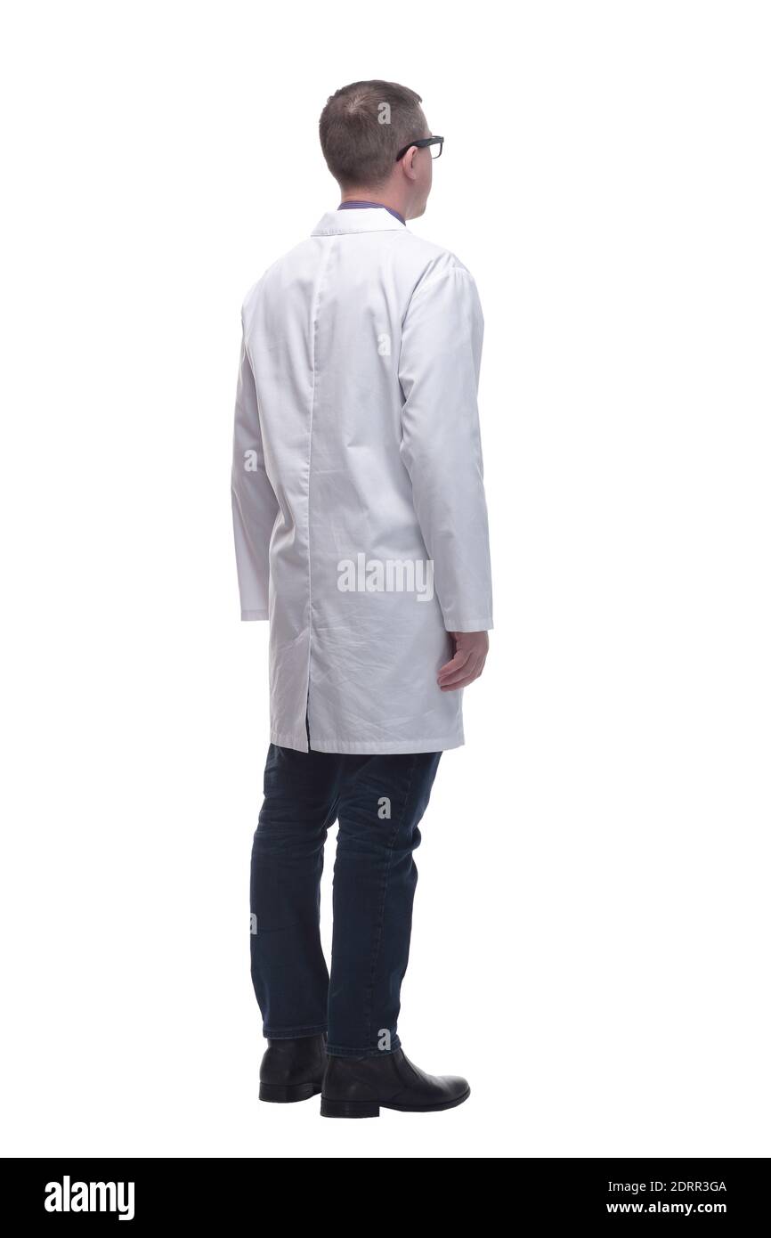 Rear view of medical doctor, full length portrait Stock Photo - Alamy